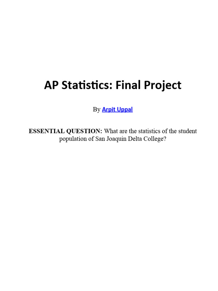 AP Statistics: Final Project | PDF | Statistics | Regression Analysis