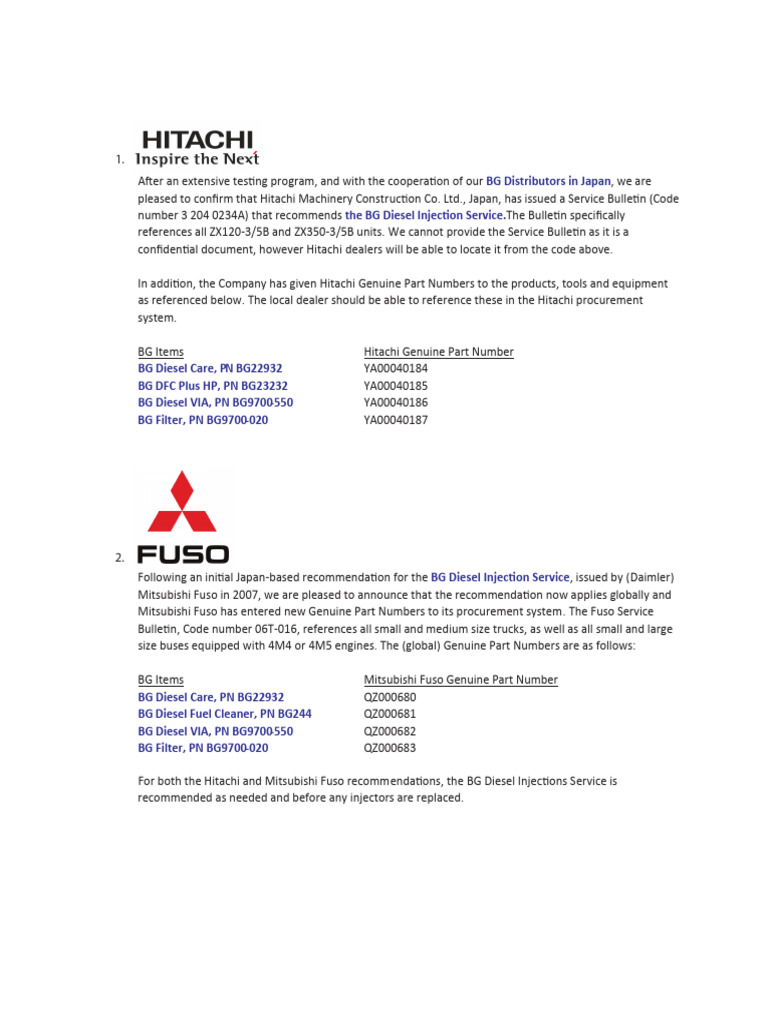 Hitachi and Fuso Bulletin (1) | PDF