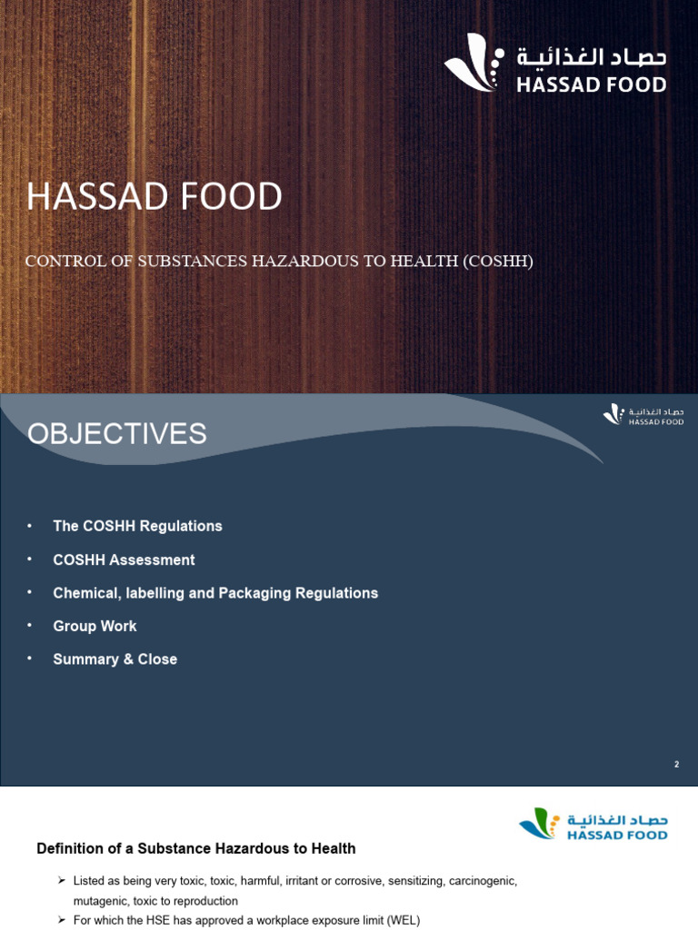 Hassad Food - Coshh | Download Free PDF | Personal Protective Equipment ...
