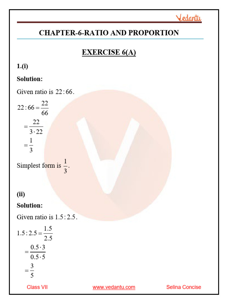 Selina Concise Mathematics Class 7 ICSE Solutions For Chapter 6 - Ratio ...