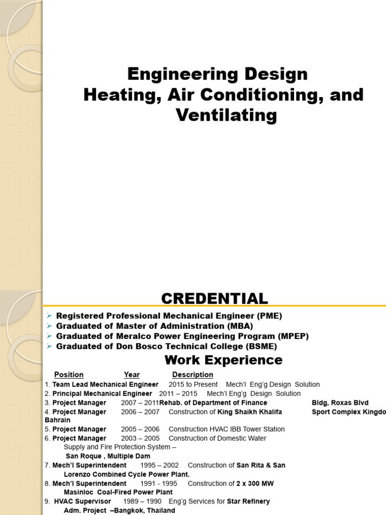 Presentation of Engineering Design (HVAC) | PDF | Air Conditioning | Heat Transfer