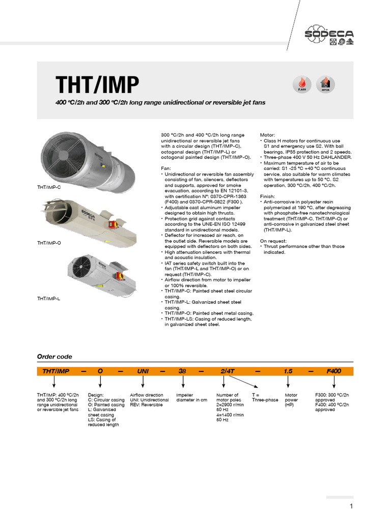Sodeca Jet Fans | PDF | Electrical Engineering | Manufactured Goods