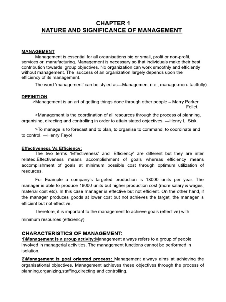 Nature and Significance of Management | PDF | Employment | Science