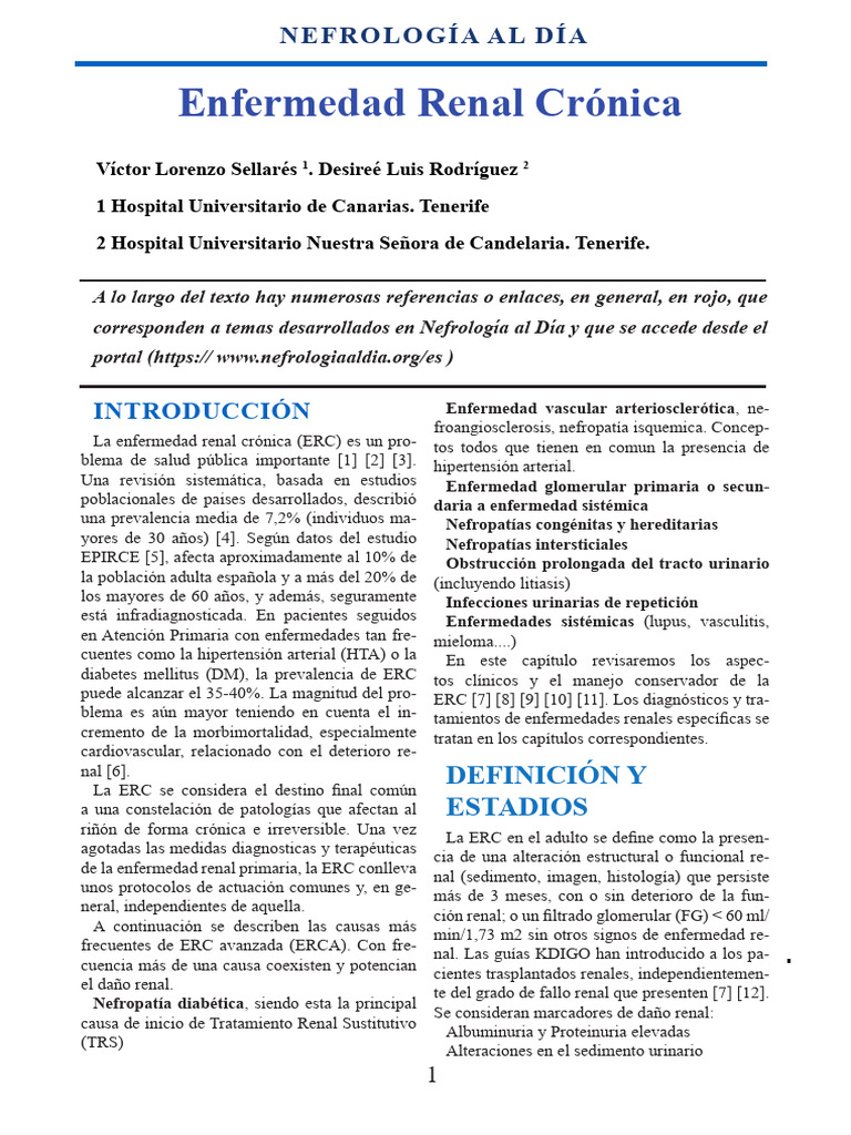Enfermedad Renal Cronica PDF | PDF | Hipertensión | Enfermedad renal crónica