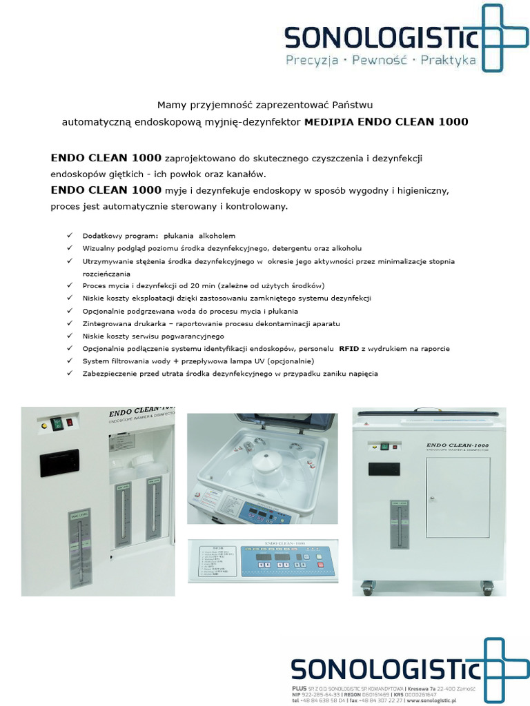 Medipia EndoClean 1000 Ulotka Techniczna | PDF