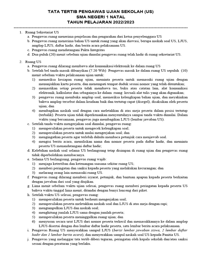 TATA TERTIB PENGAWAS US Ok | PDF