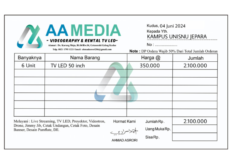 Invoice Kampus UNISNU 2024 | PDF
