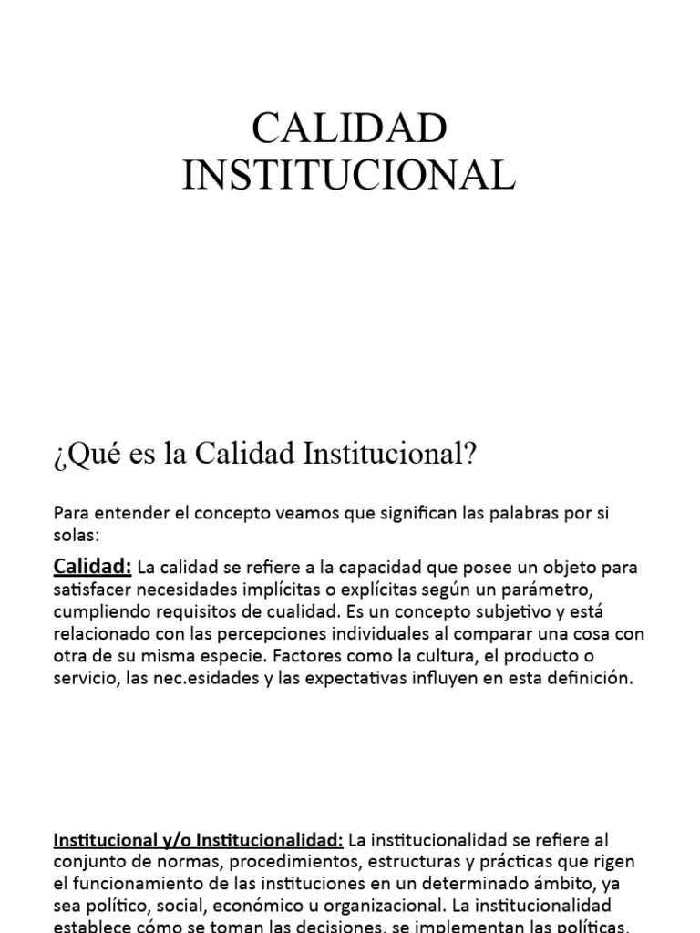 Calidad Institucional EAAA | PDF | Calidad (comercial) | Institución
