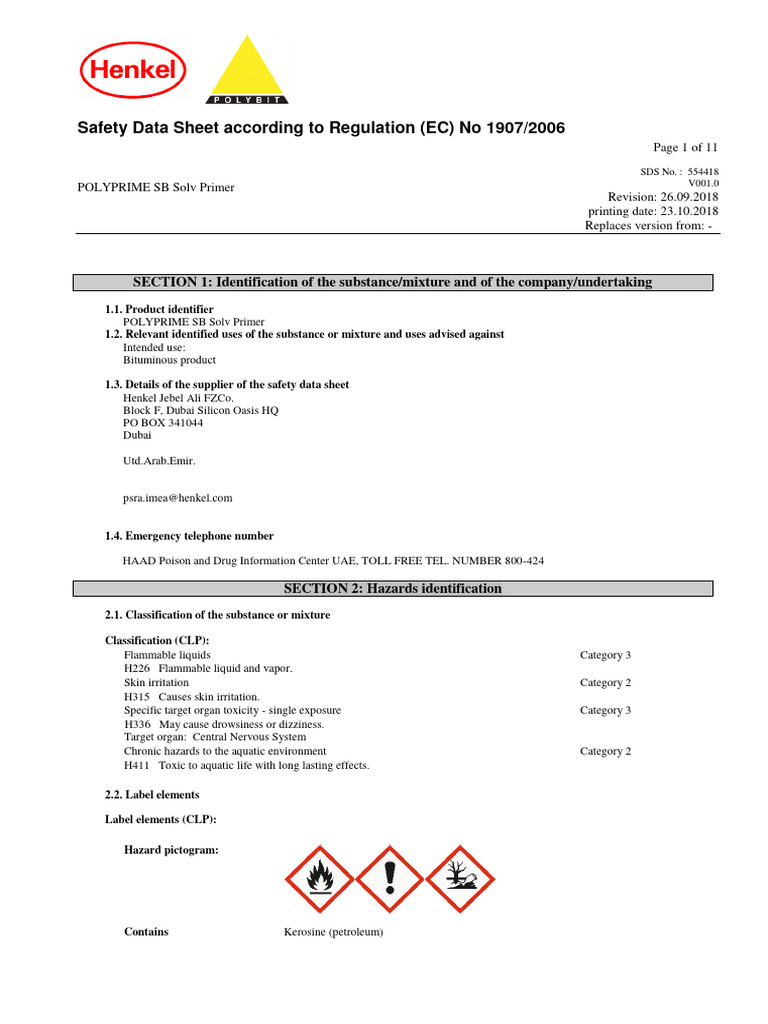 Polyprime SB Solv Primer Safety Data Sheet | PDF | Toxicity | Personal ...