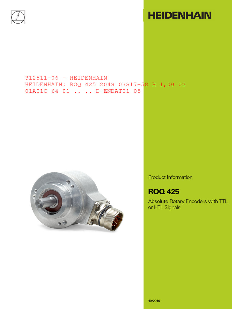 ROQ 425 Absolute Rotary Encoders With TTL or HTL Signals | PDF ...