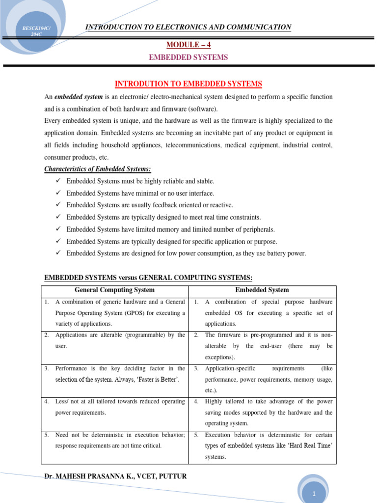 Besck104c 204c Iec Module4 Notes | PDF | Microcontroller | Embedded System