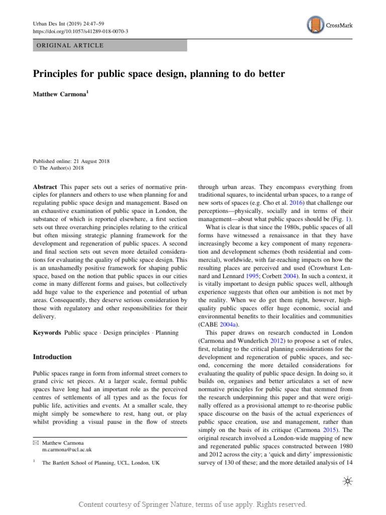 Principles for Public Space Planning | PDF | Space | Street