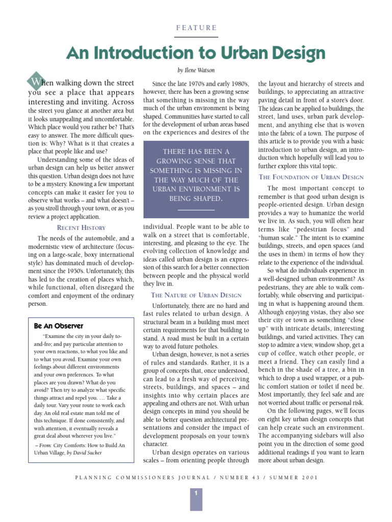 An Introduction To Urban Design (Article) Author Ilene Watson | PDF ...
