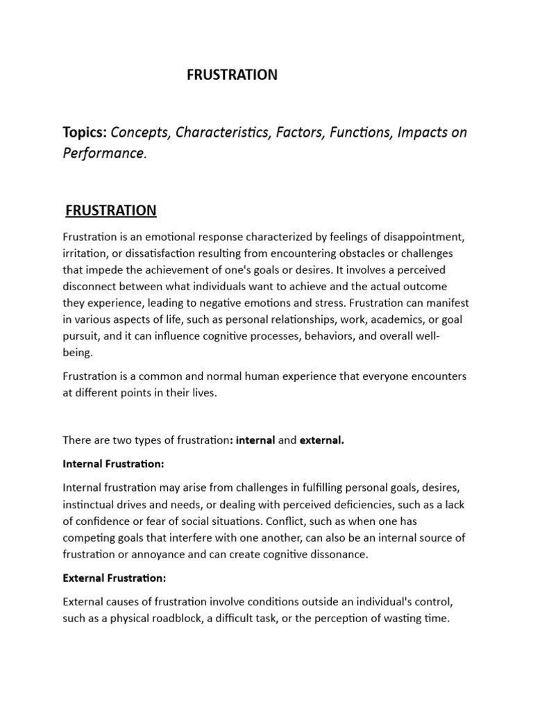 Frustration Ob | PDF | Emotions | Emotional Self Regulation