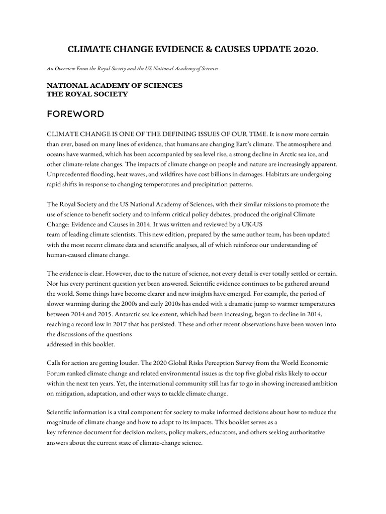 Climate Change Evidence & Causes 2020 | PDF | Climate Change ...