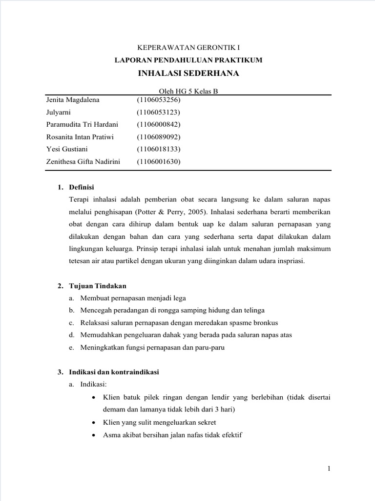 Panduan Inhalasi Sederhana untuk Keperawatan | PDF