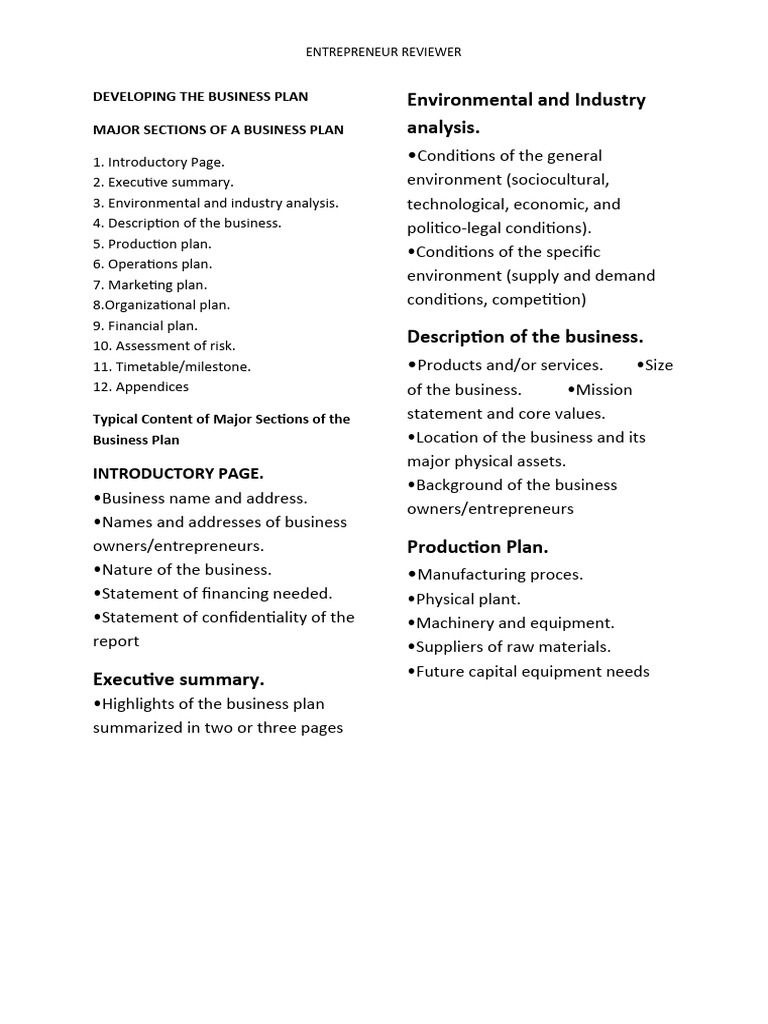 Business Plan Development Guide | PDF | Entrepreneurship | Gross ...