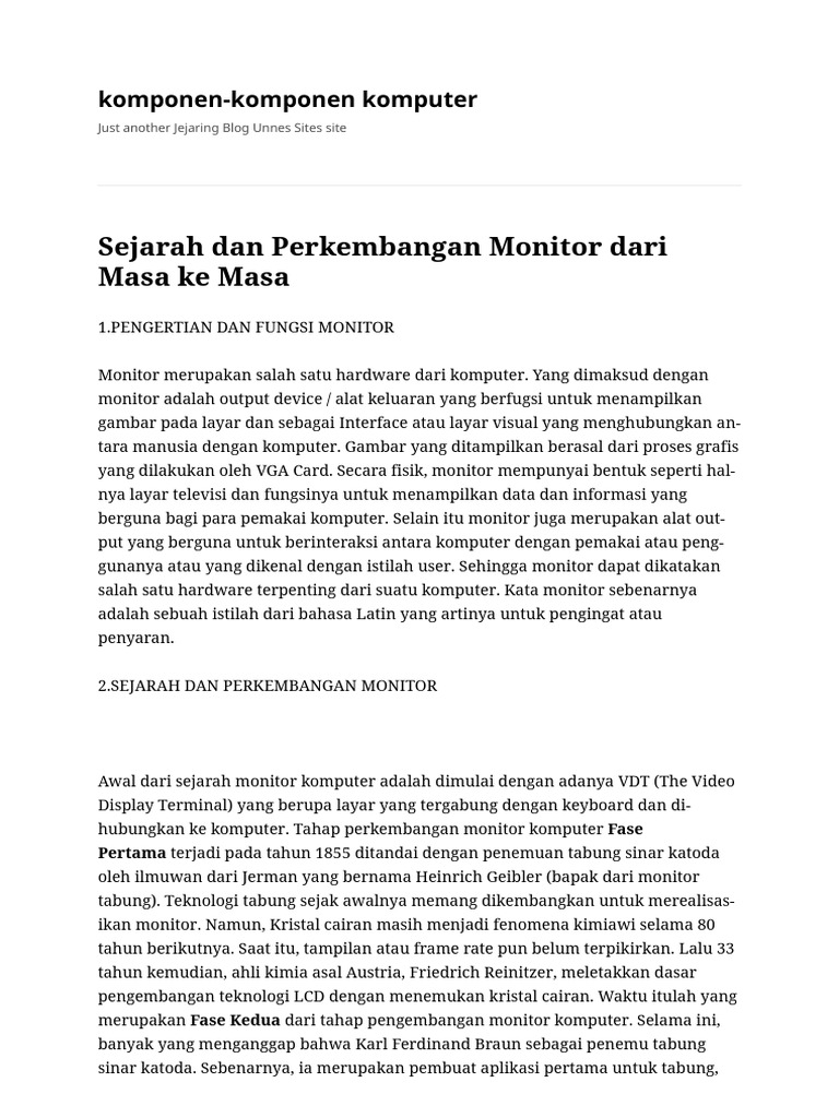 Sejarah Dan Perkembangan Monitor Dari Masa Ke Masa - Komponen-Komponen ...