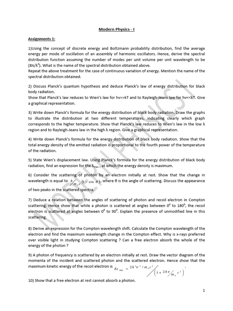 Modern Physics I | PDF | Physical Chemistry | Physical Sciences