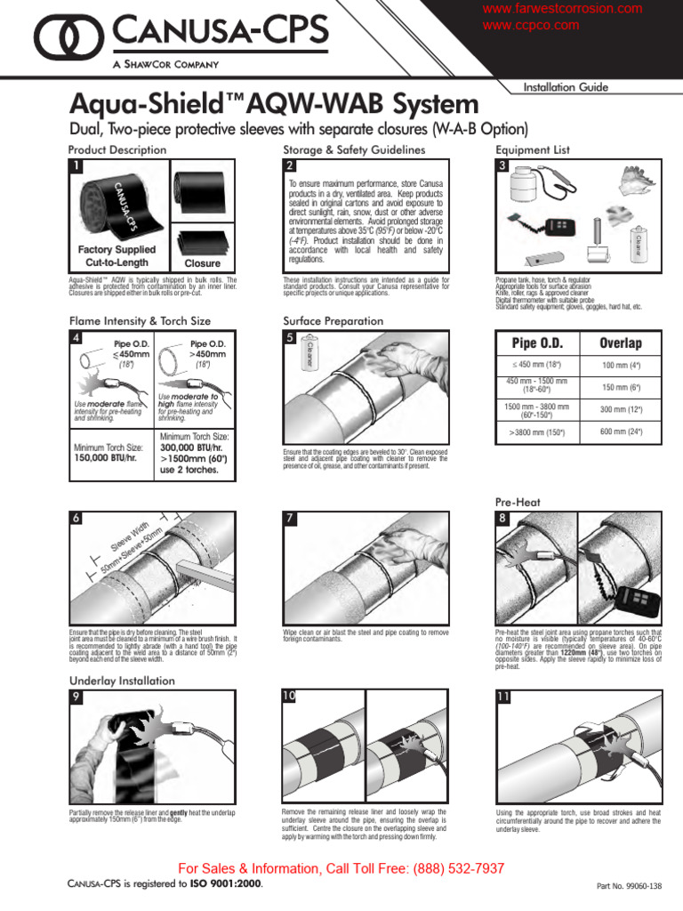 Canusa AQW-WAB-Installation-Guide | PDF | Pipe (Fluid Conveyance) | Materials