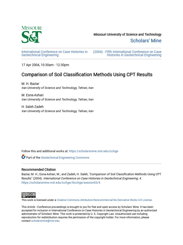Comparison of Soil Classification Methods Using CPT Results | PDF ...