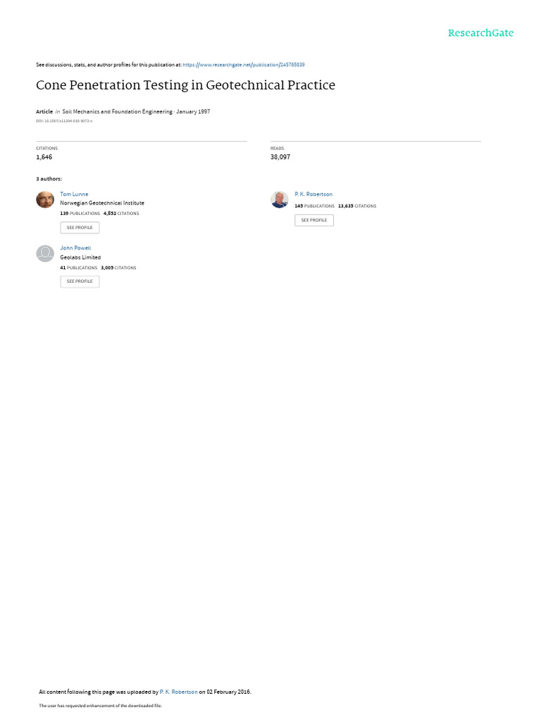 Geotechnical Cone Testing Guide | PDF | Geotechnical Engineering