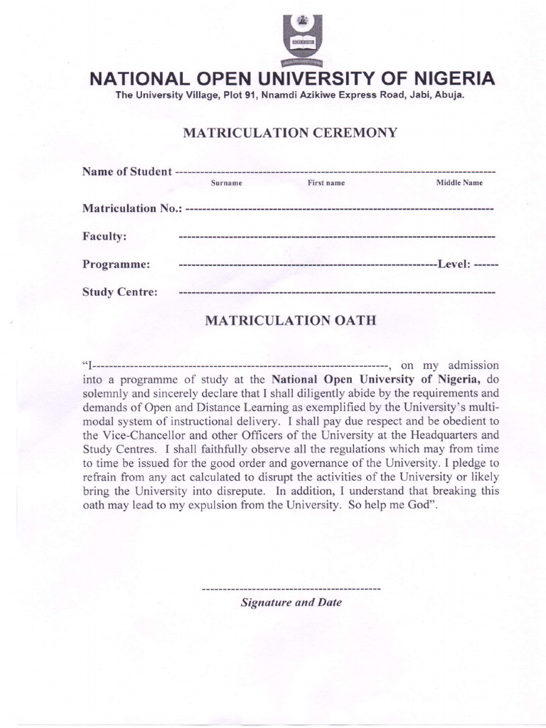 Matriculation Oath Form(0) | PDF