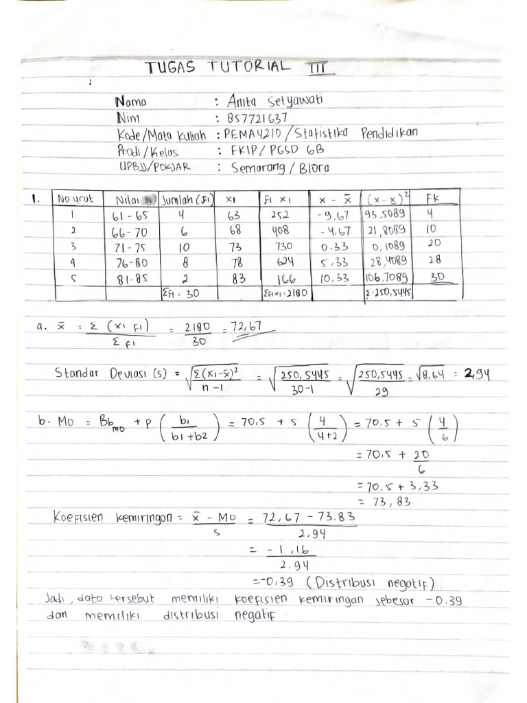 TT3 Statistikapendidikan Ut | PDF
