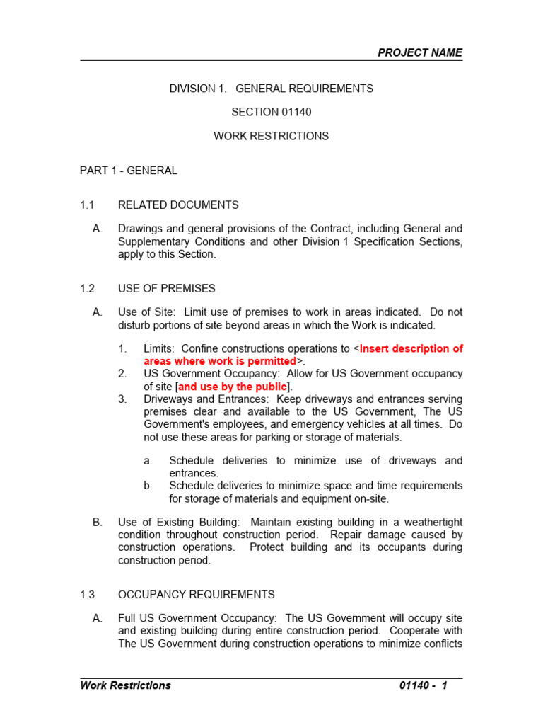 01140-Work Restrictions | PDF | Federal Government Of The United States