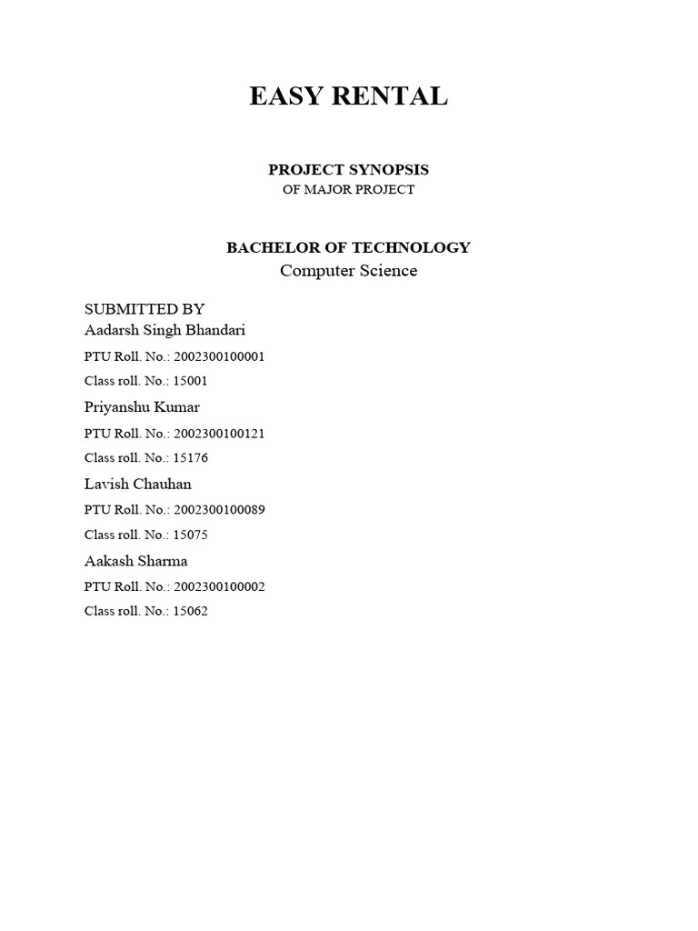 Easy Rental: Computer Science | PDF | Renting | Sustainability