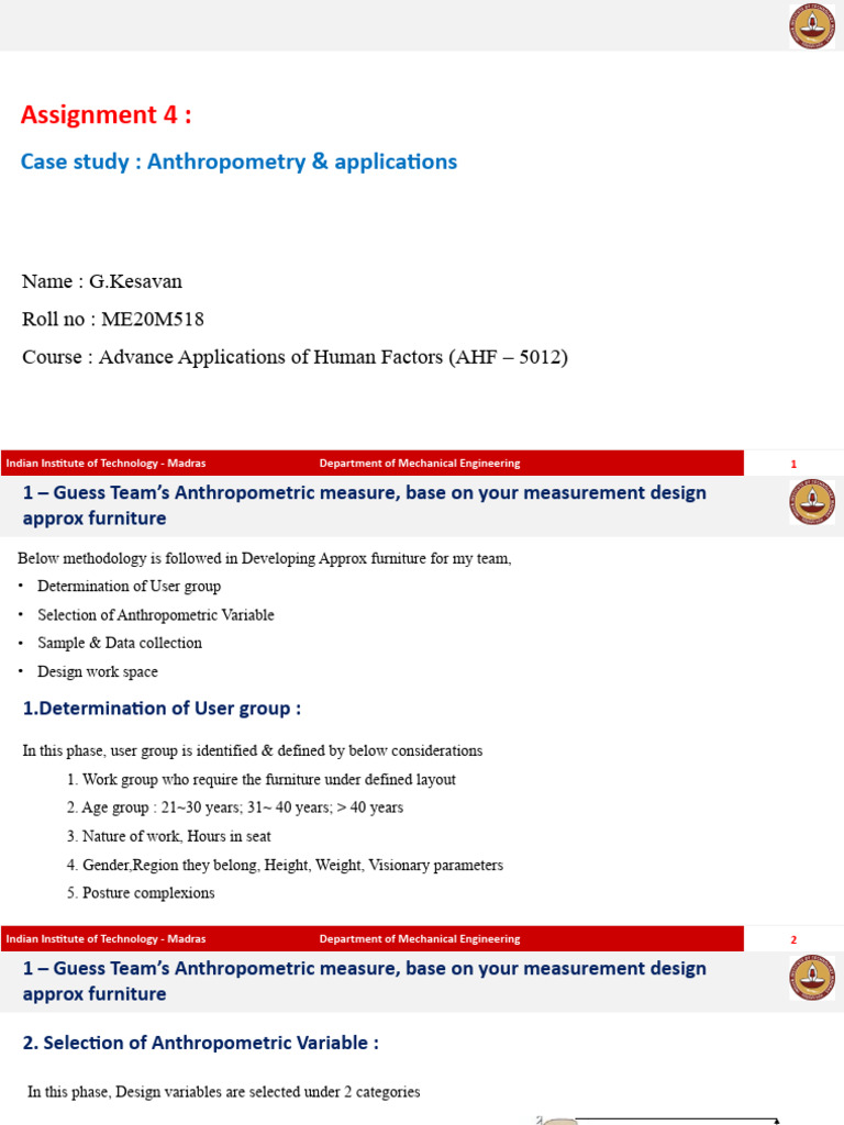 Assignment-4 - Case Study On Anthropometric Measurment | Download Free PDF | Anthropometry | Foot