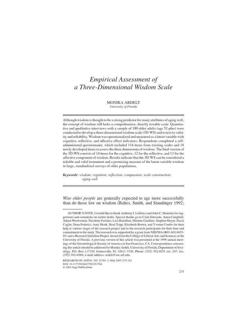 Empirical Assessment of A Three Dimensio | PDF | Validity (Statistics ...