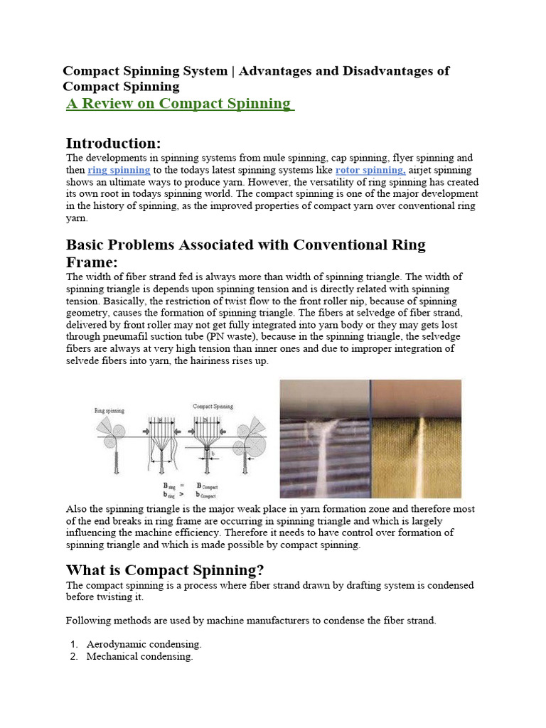 Compact Spinning System | Download Free PDF | Spinning (Textiles) | Yarn