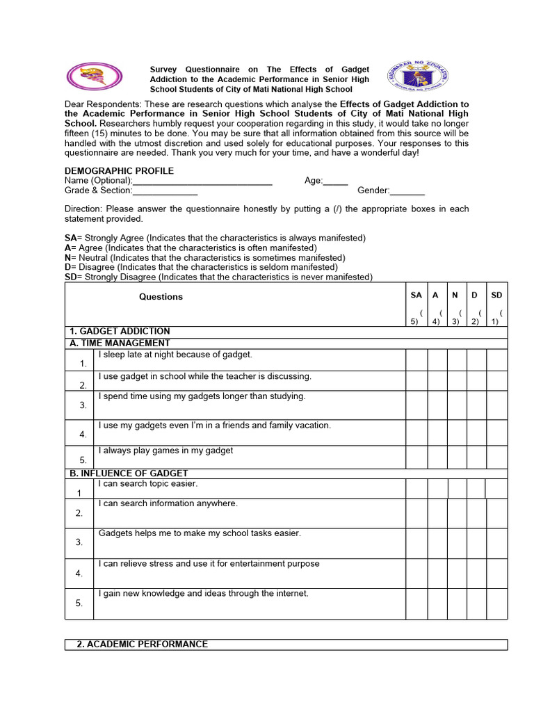 Survey-questionnaire | PDF | Questionnaire | Cognitive Science