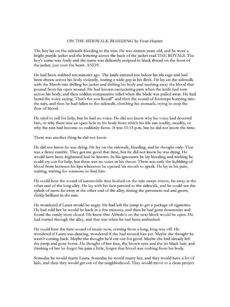 On the Sidewalk Bleeding Text | PDF