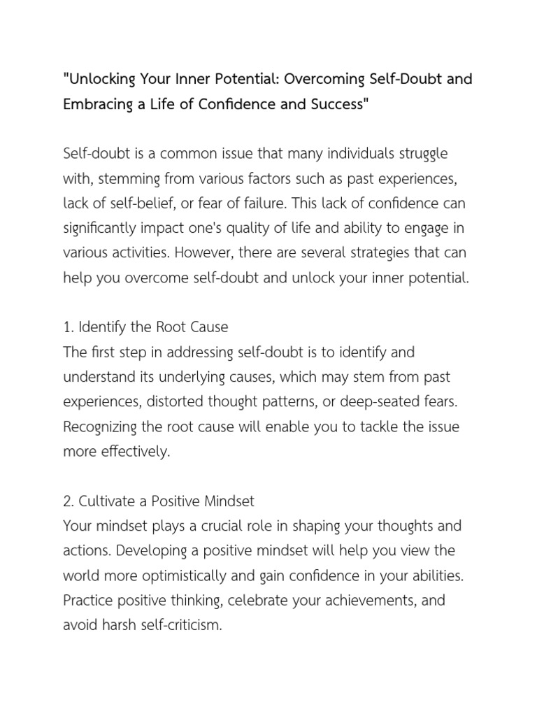 Unlocking Your Inner Potential: Overcoming Self-Doubt and Embracing A ...