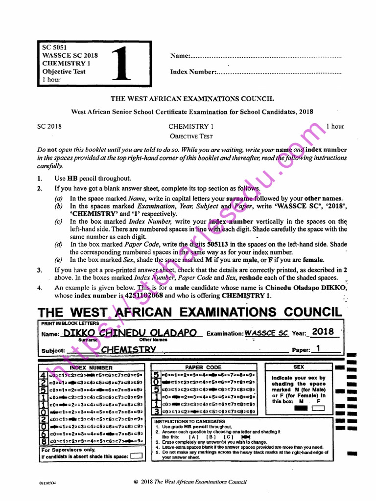 Free Waec Past Questions On Chemistry | PDF | Chemical Reactions ...