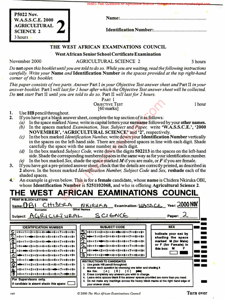 WAEC Agricultural Science Past Questions | PDF | Qualifications ...