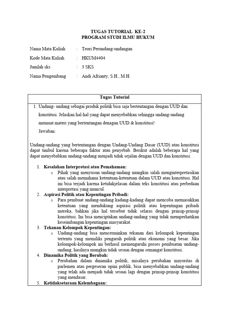 Tugas 2 Teori Perundang-Undangan | PDF | Ilmu Sosial