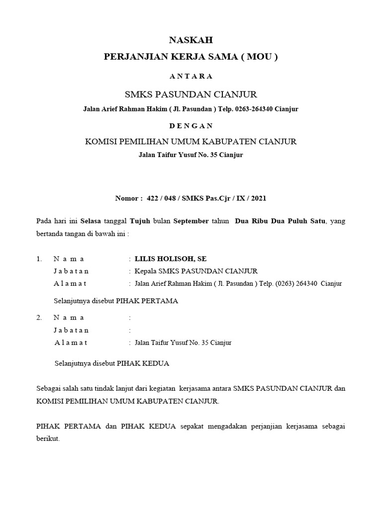 NASKAH MOU KPU | PDF