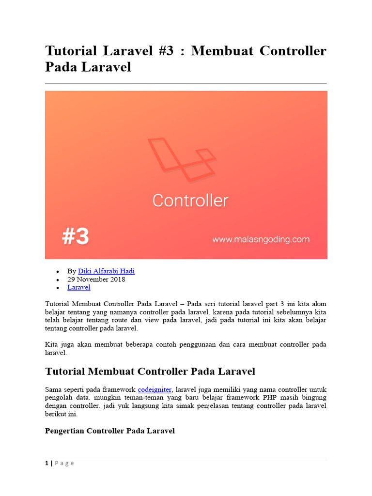 3 - Membuat Controller Pada Laravel | PDF 3 - Membuat Controller Pada Laravel | PDF