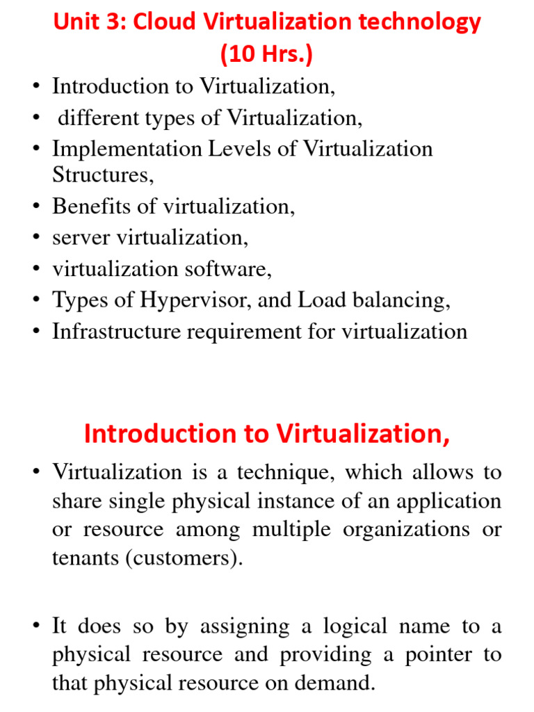 cloud Computing unit3 | Download Free PDF | Virtualization | Load Balancing (Computing)