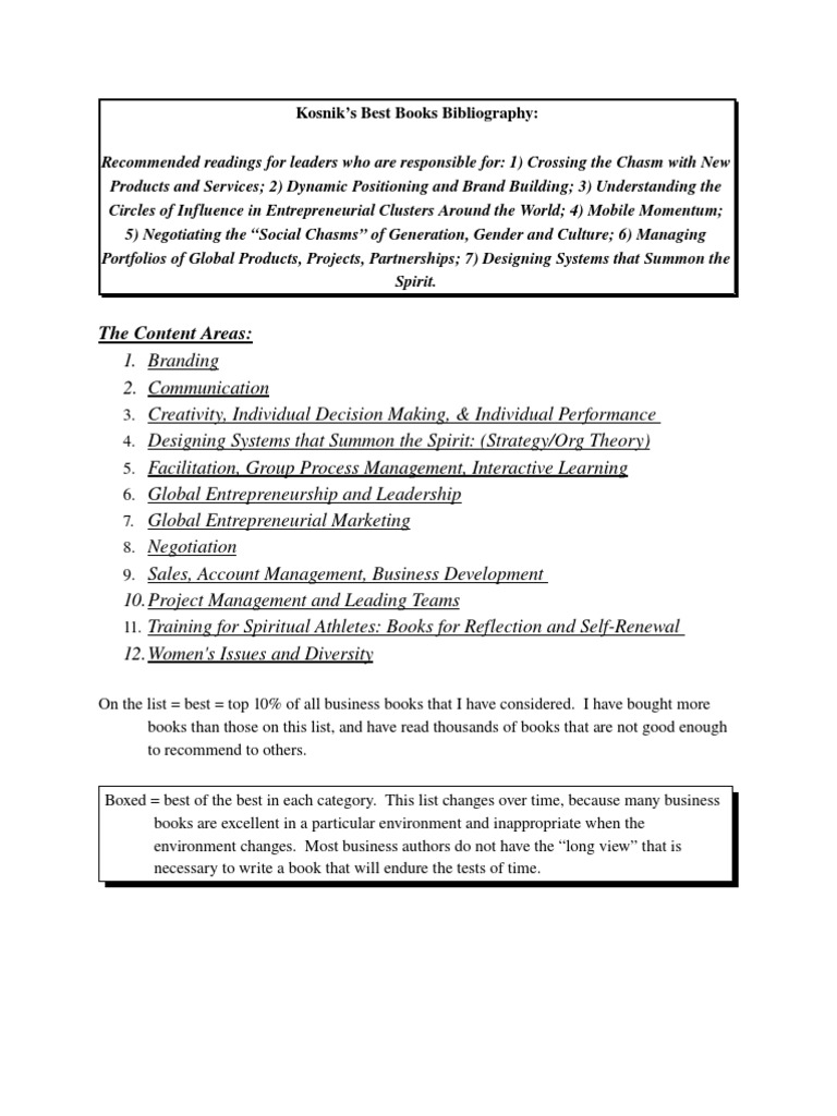 Kosnik's Best Books 2008 | PDF | Strategic Management | Entrepreneurship