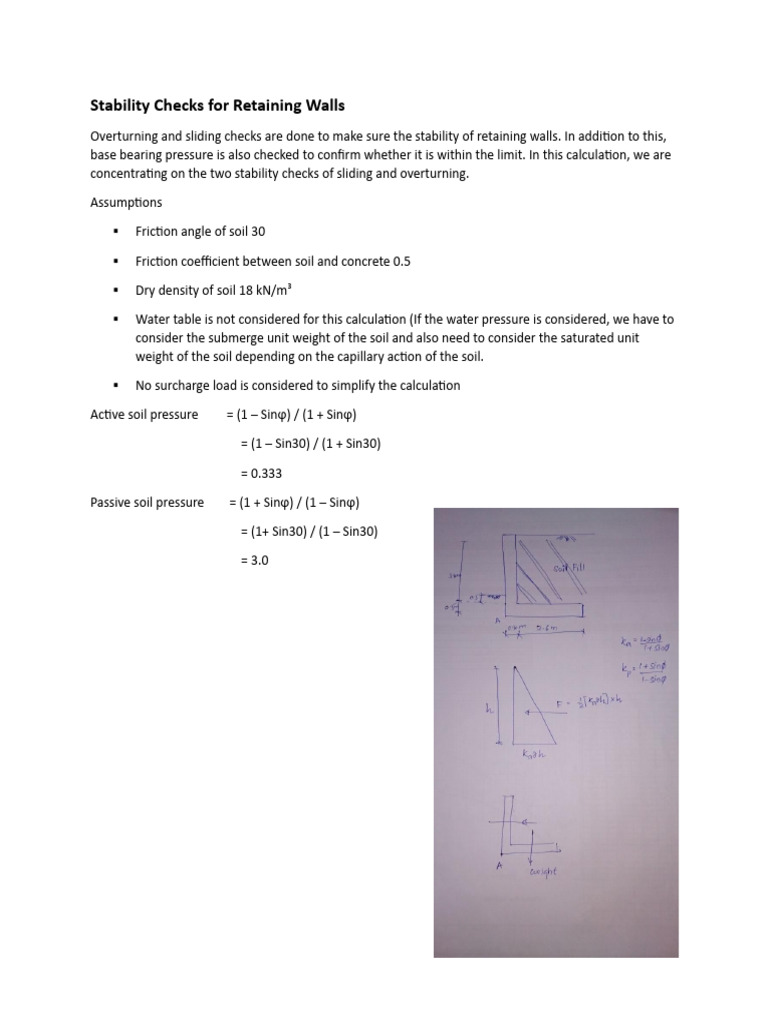 Stability Checks For Retaining Walls | PDF | Friction | Applied And ...