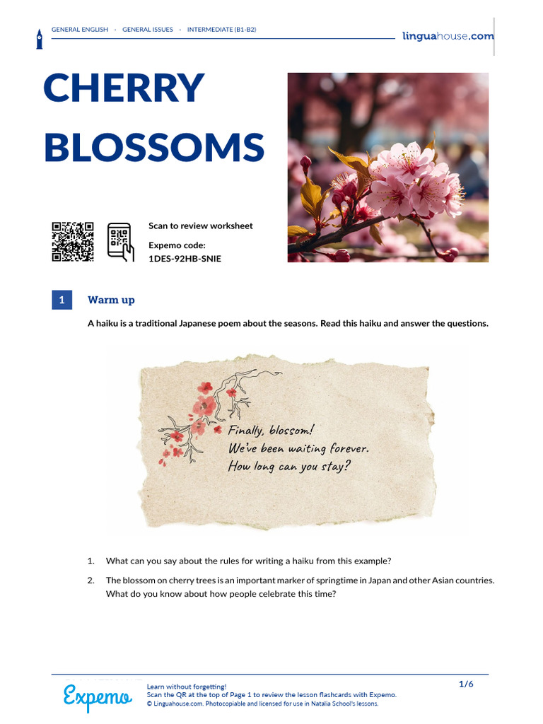 Cherry Blossoms British English Teacher | PDF | Linguistics