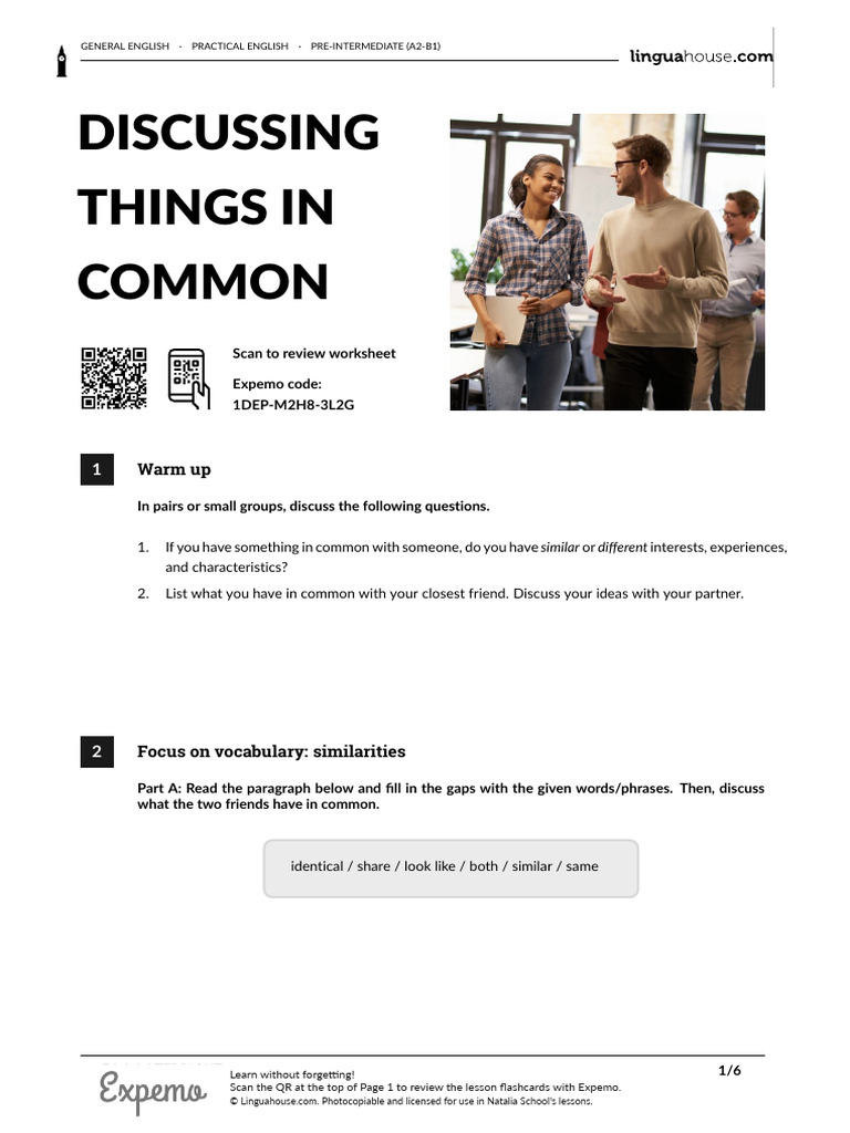 Discussing Things in Common British English Teacher | Download Free PDF ...