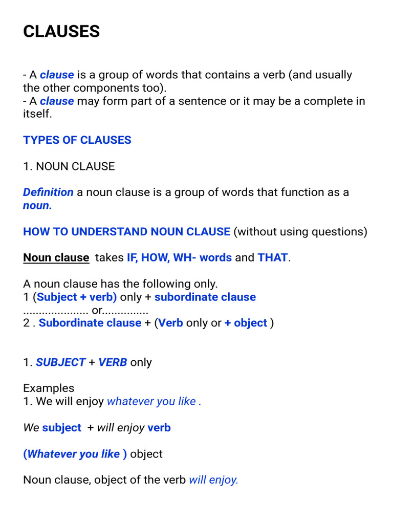 CLAUSES | PDF | Clause | Verb