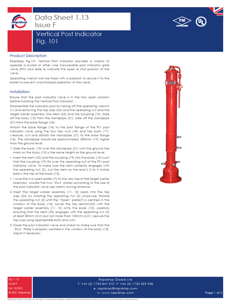 Vertical Post Indicator Guide | PDF | Steel | Screw