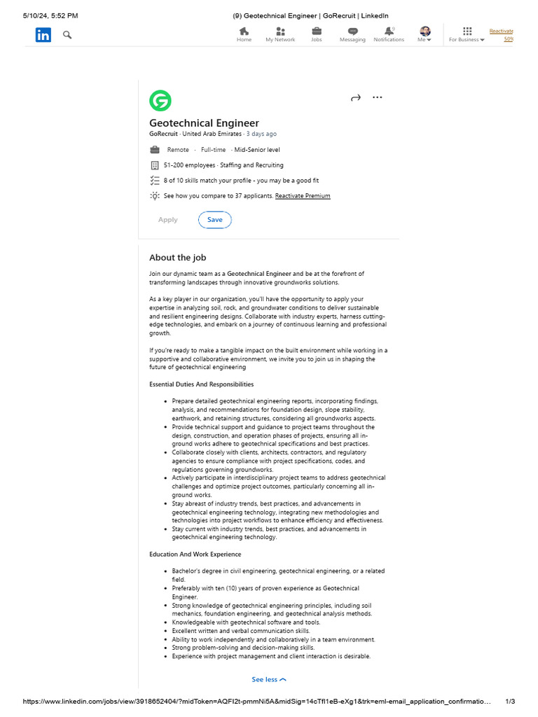 Geotechnical Engineer-Mid Senior Level-10 yrs-UAE _ GoRecruit ...