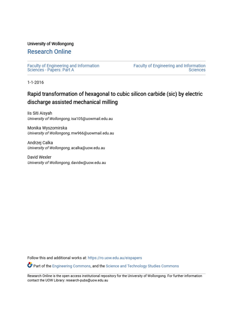 Rapid Transformation of Hexagonal To Cubic Silicon Carbide (Sic) | PDF ...